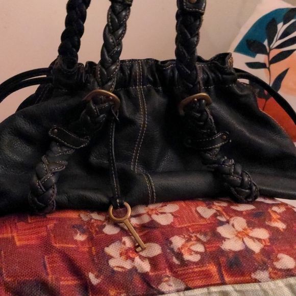 Fossil | Bags | Fossil Black Braided Leather Handbag | Poshmark